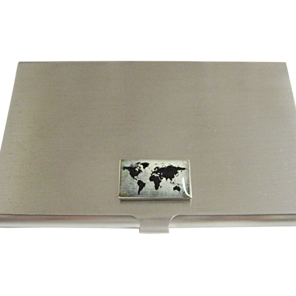 Kiola Designs | Accessories | Rectangular World Map Business Card Holder | Poshmark